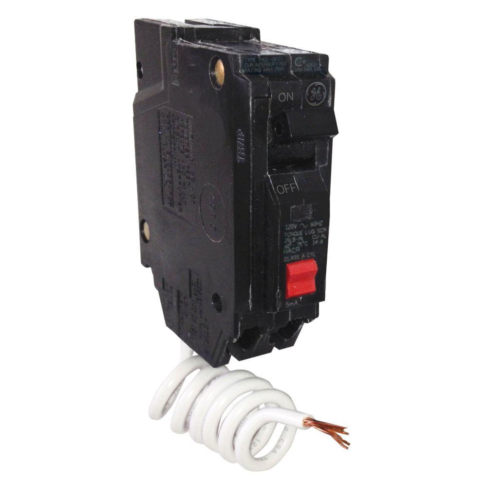 GE 20 Amp Single Pole Ground Fault Breaker with Self-Test THQL1120GFTP ...