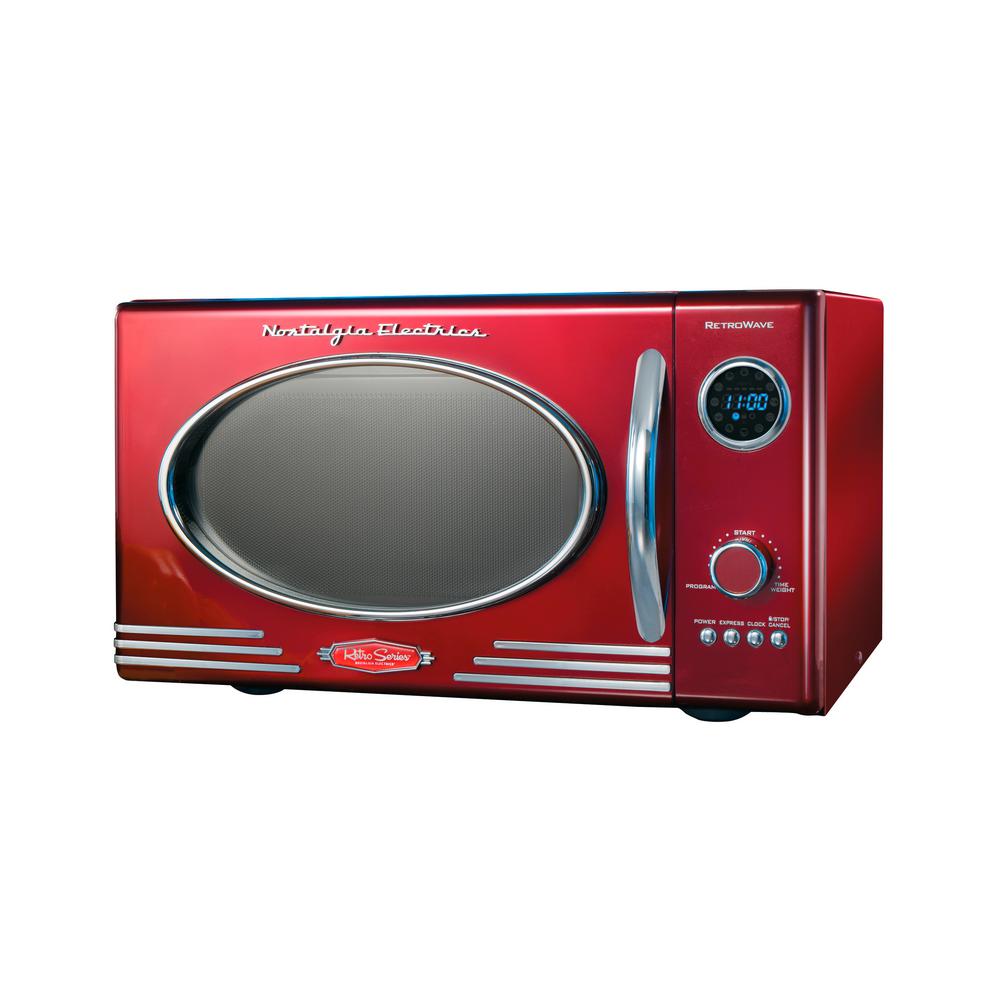 Nostalgia Retro 0.9 cu. Ft. Countertop Microwave Oven in Retro Red ...