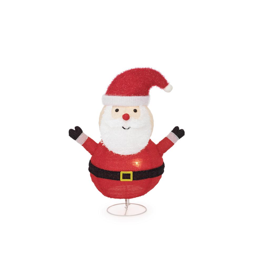 Home Accents Holiday Toasty Tinsel 30 in. Lighted Collapsible Santa ...