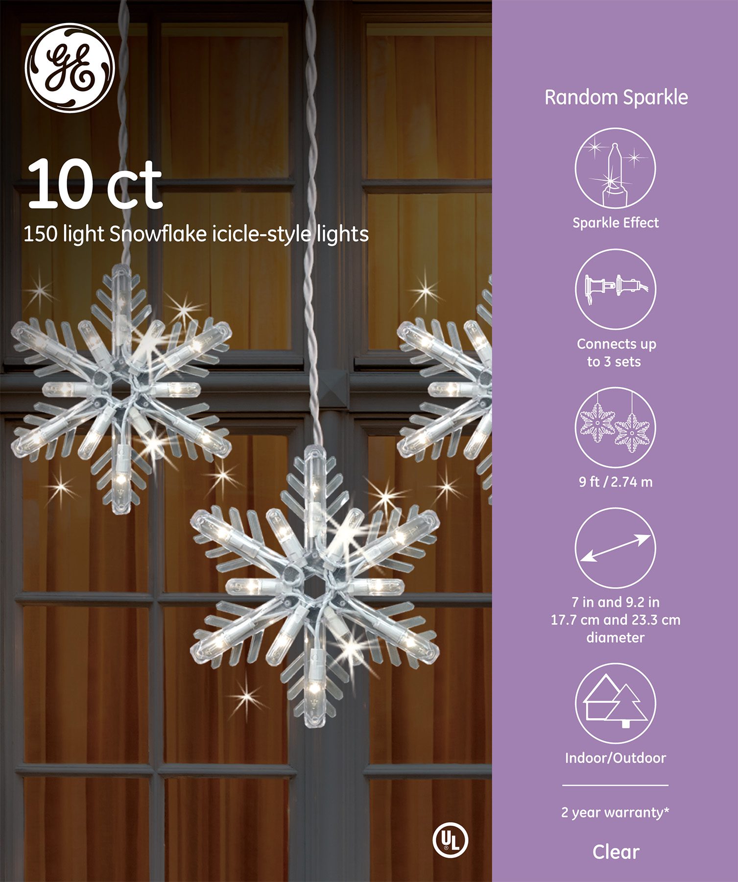 General Electric 150-Light Random Sparkle Snowflake Icicle Lights ...