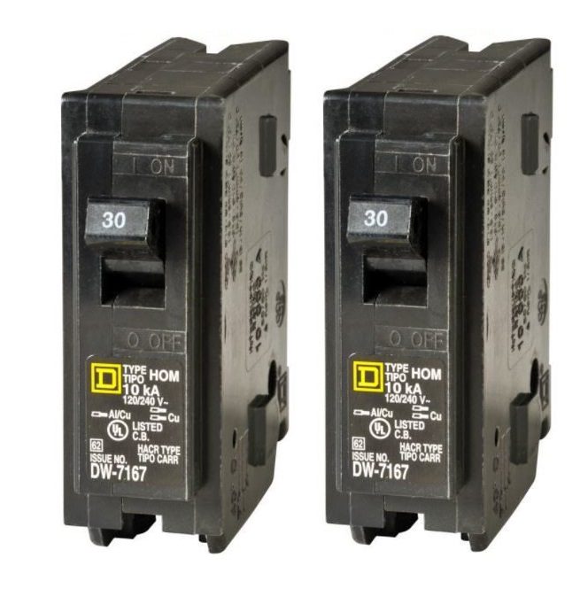 2-PACK Square D Homeline 30 Amp Single-Pole Circuit Breaker HOM130CP ...