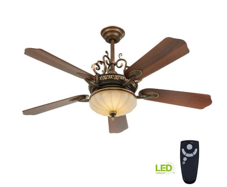 HDC Chateau Deville 52 in. Integrated LED Indoor Walnut Ceiling Fan ...