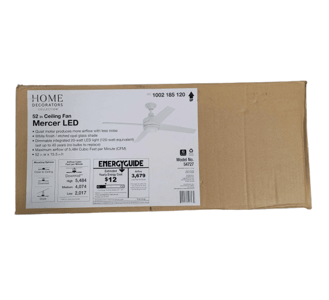 Home Decorators Collection Mercer 52" LED Indoor White Ceiling Fan with ...