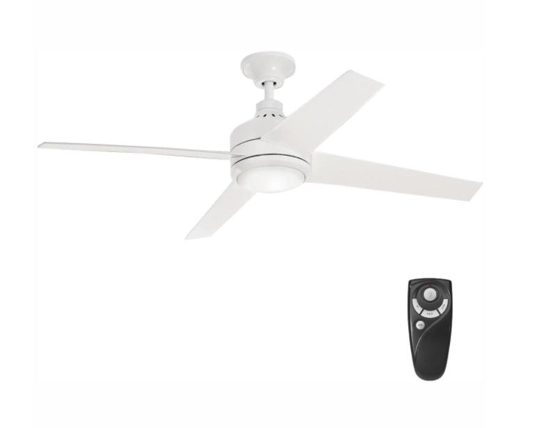 HDC Mercer 52 in. LED Indoor White Ceiling Fan with Light Kit and ...