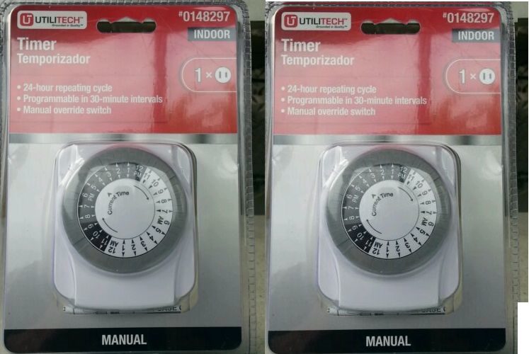 2-PACK Utilitech 15-Amp Mechanical Residential Plug-In Lighting Timer ...