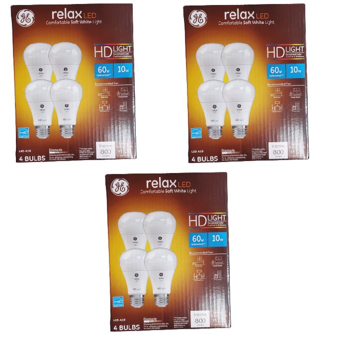 12-PACK GE Relax LED HD Light Bulb 60W - Garland Home Center