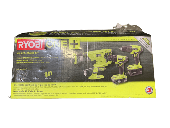 RYOBI ONE+ 18V Lithium-Ion Cordless 4-Tool Combo Kit P1818 - Garland ...