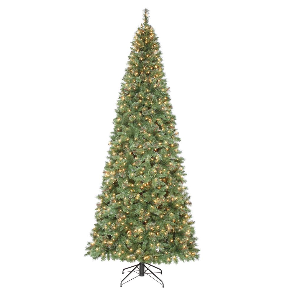 10 ft. Pre-Lit Juniper Spruce Artificial Christmas Tree with 900 Clear ...