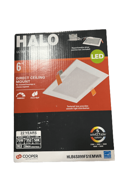 Halo HLB 6 in. Square Color Selectable Canless Recessed Integrated LED ...