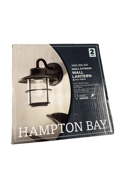 Hampton Bay 1-Light Black Outdoor Wall Lantern Sconce (2-Pack ...