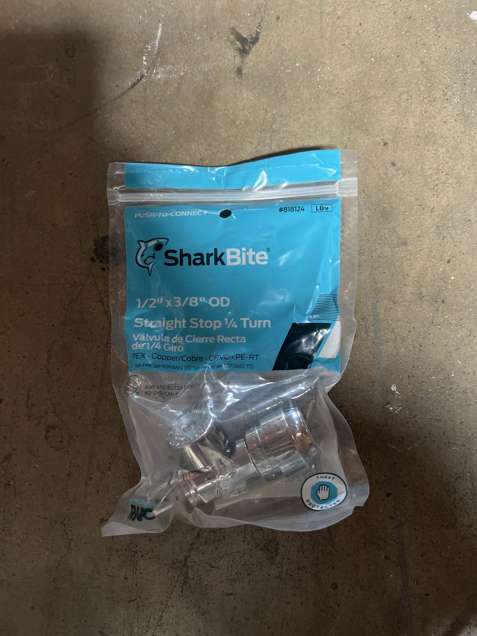 Shark 1/2-in Push-to-Connect x 3/8-in OD Compression Quarter Turn ...