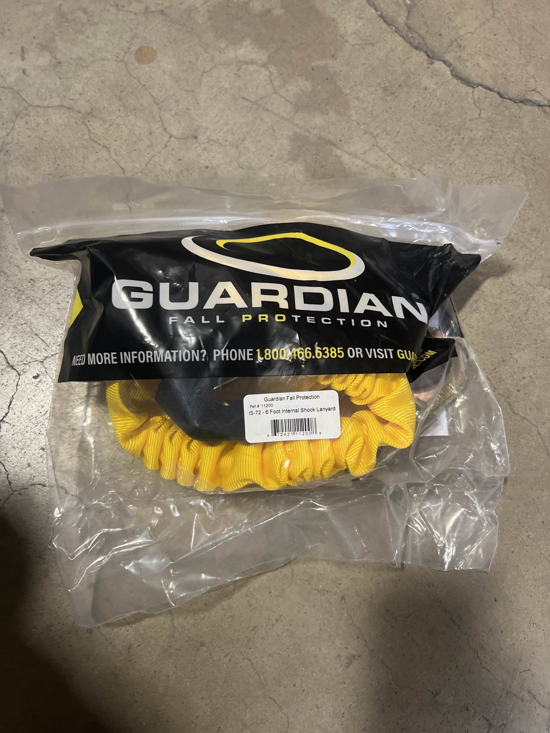 Guardian Fall Protection Internal Shock 6′ Single Leg Lanyard 11200 IS ...