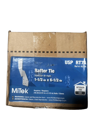 100-PACK Mitek USP Rafter Tie/Hurricane Hanger 1 1/2" x 6 1/2" RT7A ...