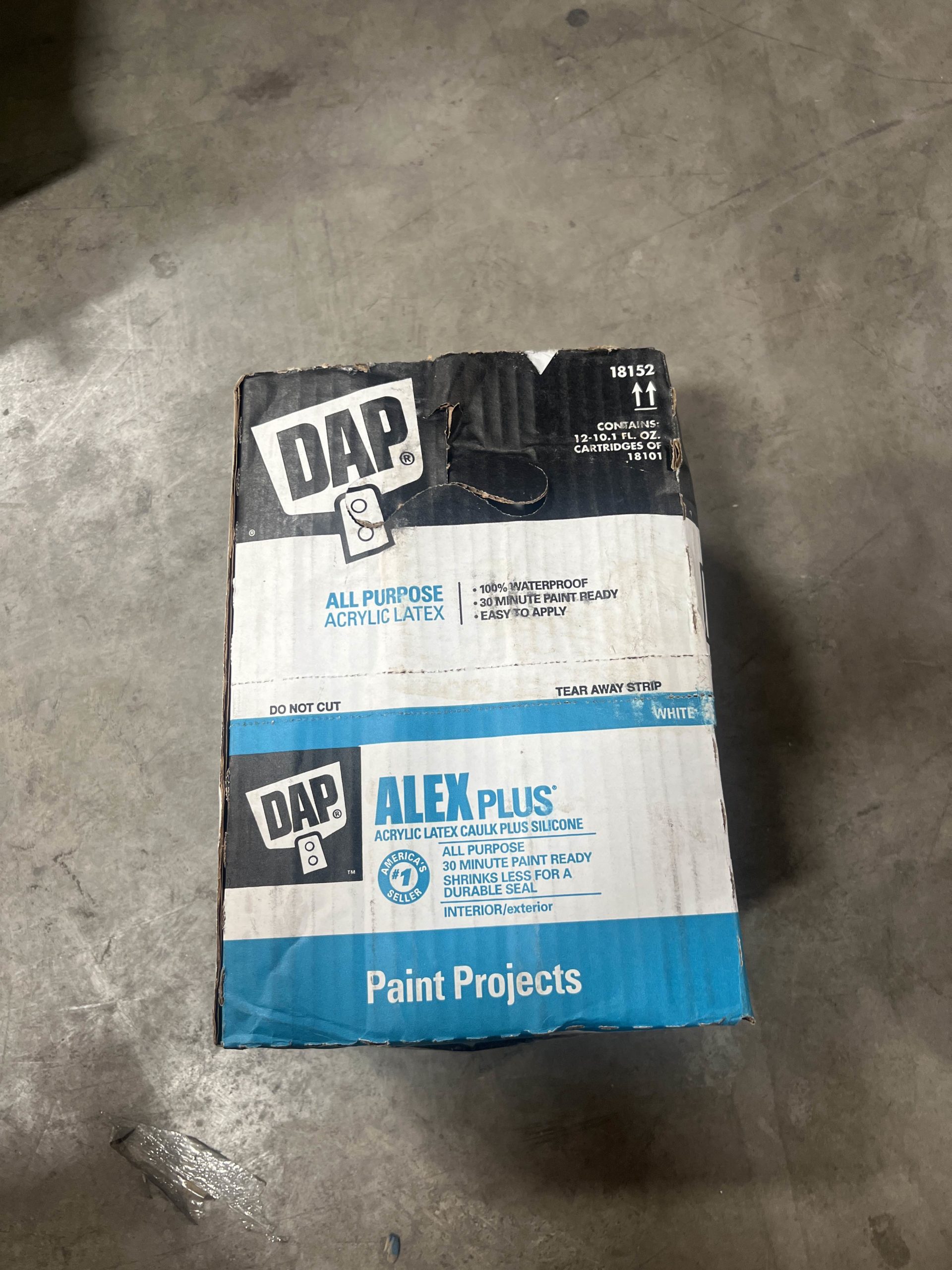 DAP ALEX PLUS Acrylic Latex Caulk Plus Silicone, 10.1 oz, 12-Pack 18152 ...