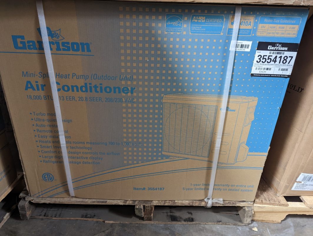 Garrison 18000 BTU 1.5 Ton Mini Split AC Heat Pump 230V 60Hz (Outdoor ...