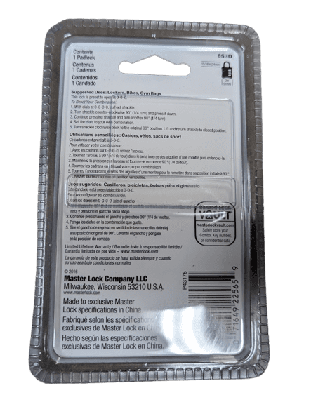 4-PACK MASTER LOCK COMPANY 2 in. Combination Padlock 653D - Garland ...