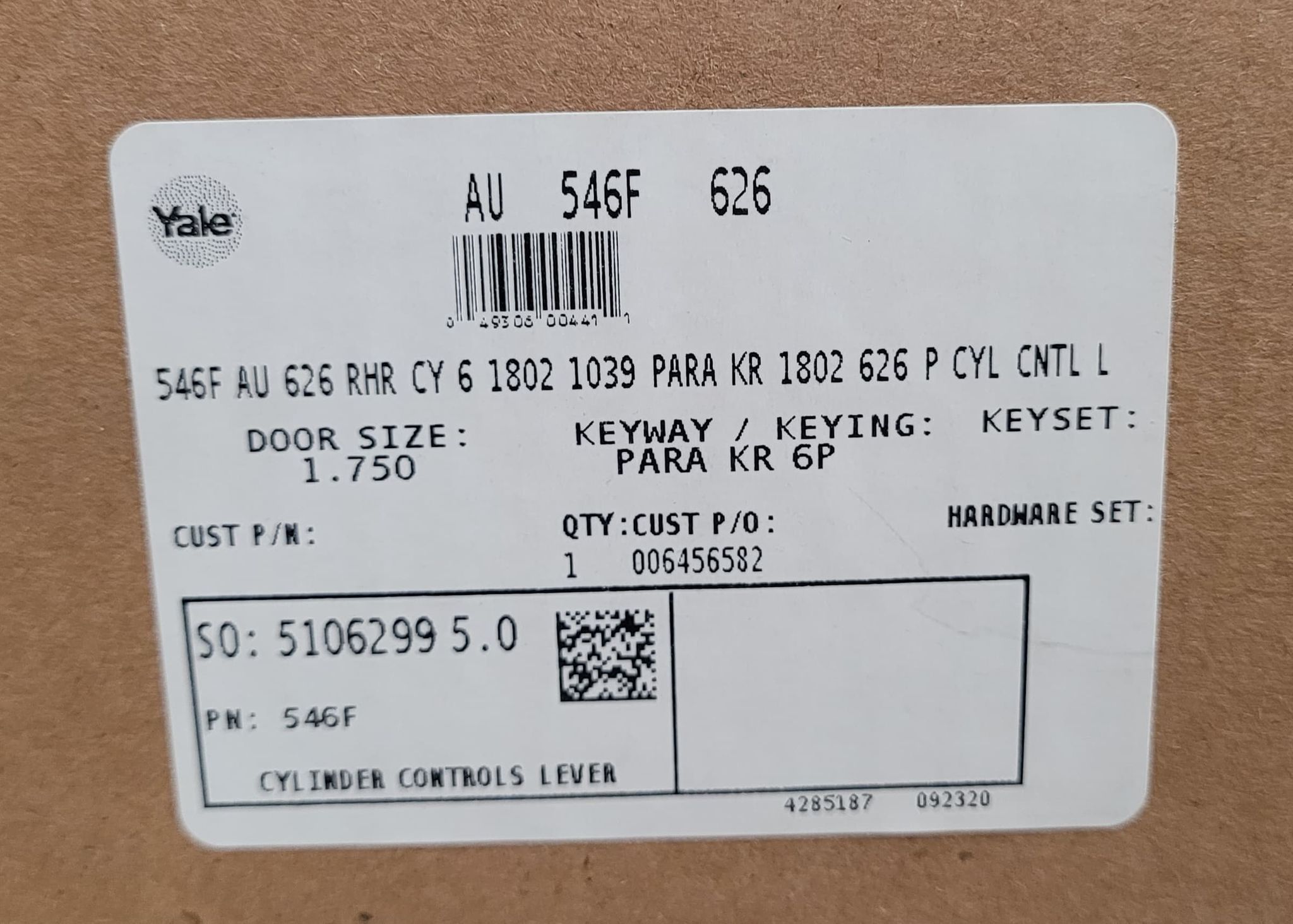 Damaged Box – Assa Abloy/Yale AU-546F 626 Lever W/Lock and 2 Keys ...