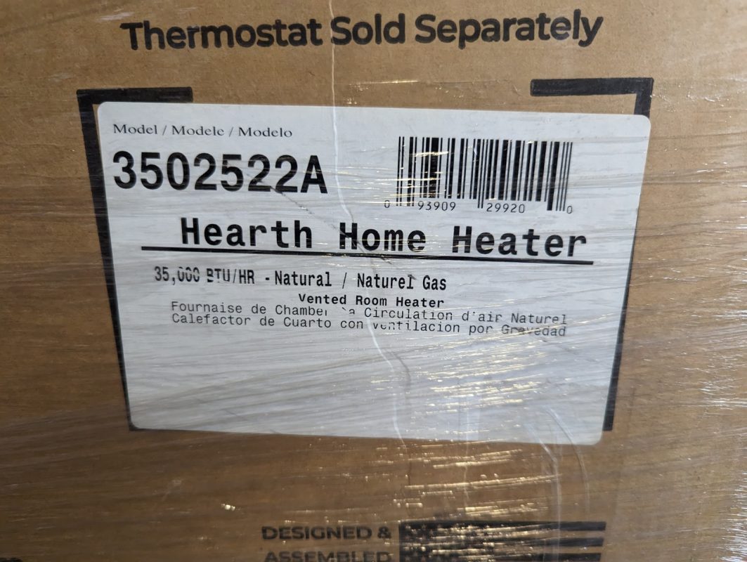 Williams 35,000 BTU Fireplace Front Natural Gas Room Heater Black ...