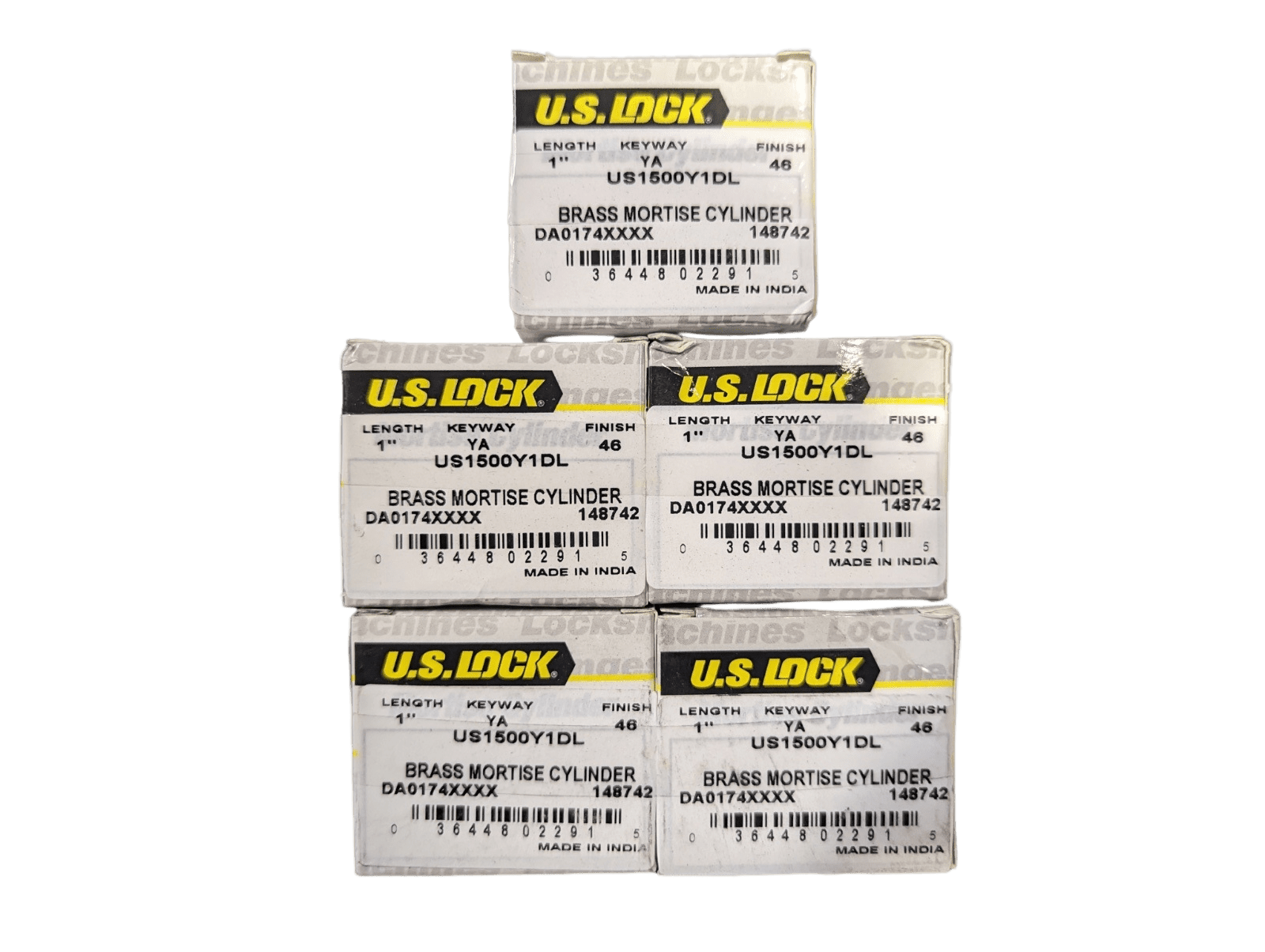 5-PACK US Lock 1" Brass Mortise Cylinder YA Keyway US1500Y1DL - Garland ...
