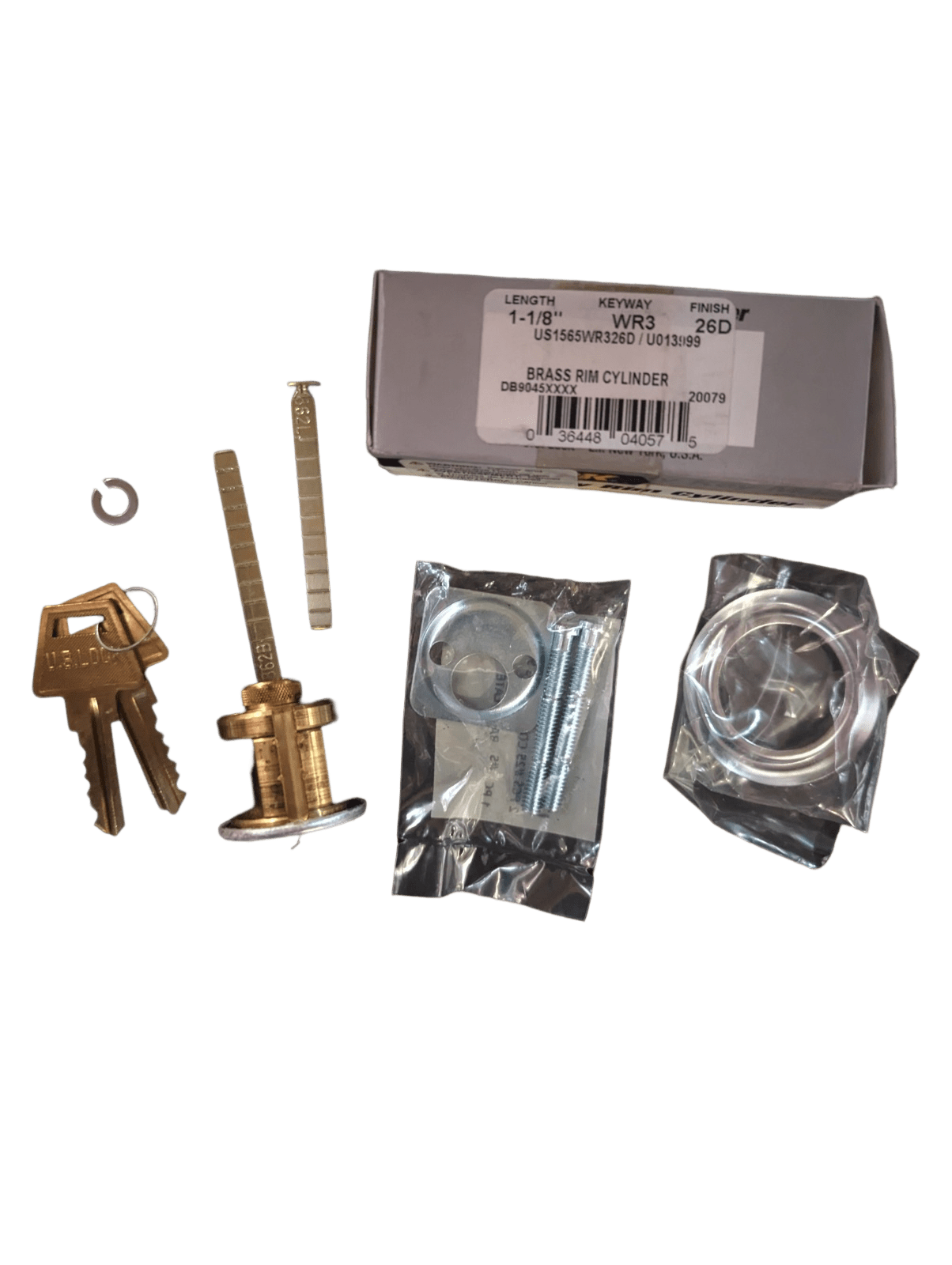 9-PACK US Lock 1-1/8" Brass Rim Cylinder WR3 Keyway US1565WR326D ...