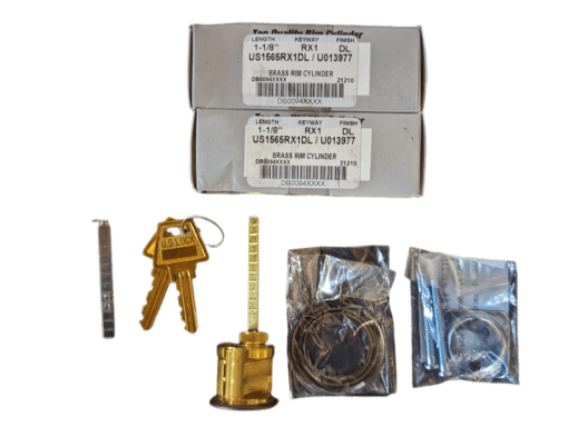 2-PACK US Lock 1-1/8″ Brass Rim Cylinder RX1 Keyway U013977 US1565RX1DL ...