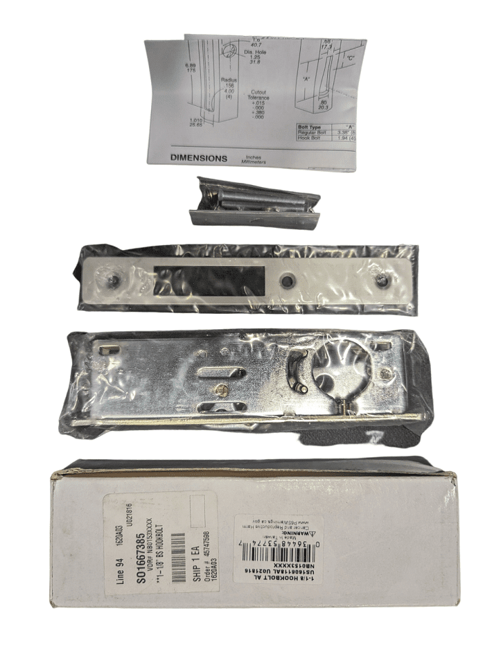 US Lock 2200 Series Hookbolt Narrow Stile 1-1/8" Brushed Aluminum ...