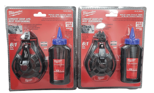 2-PACK Milwaukee 100 ft. Bold Line Chalk Reel Kit with Blue Chalk ...