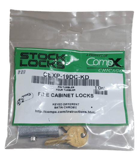 10-PACK CompX Chicago CEXP-19DC-KD File Cabinet Lock - Garland Home Center