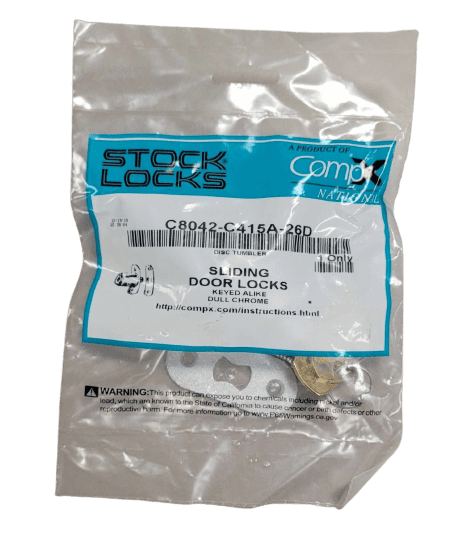 CompX National C8042-C415A-26D Sliding Door Lock 7/8" Cylinder in Satin ...