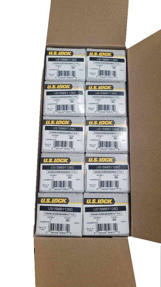 10-PACK US Lock Knob/Deadbolt Cylinder Universal Y1 Keyway Chrome KA2 ...