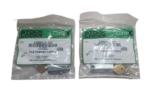 2-PACK CompX Chicago C5001LP-KD 1 3/4" File Cabinet Lock with Round ...