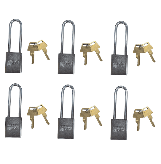 6-PACK American Lock Keyed Padlock 3/4 in Rectangle Silver A5102 KD ...