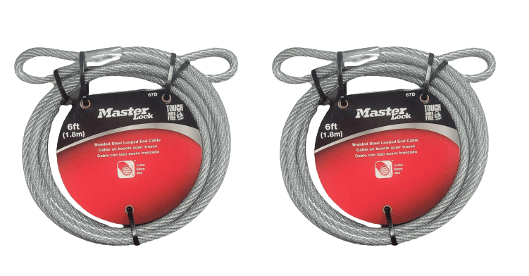 2-PACK Master Lock 67D 6' Vinyl Coated Cable with Loop Ends - Garland ...