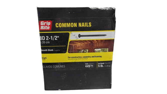 Grip-Rite 8D 2 1/2″ 8-Penny Bright Steel Smooth Shank Common Nails (5 ...