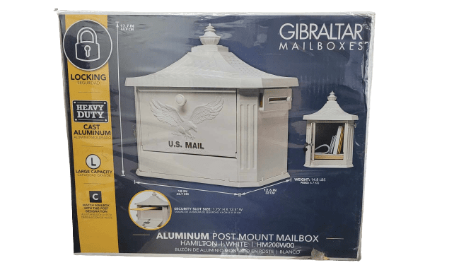 Hamilton Locking Large Capacity Cast Aluminum White Post Mount Mailbox ...