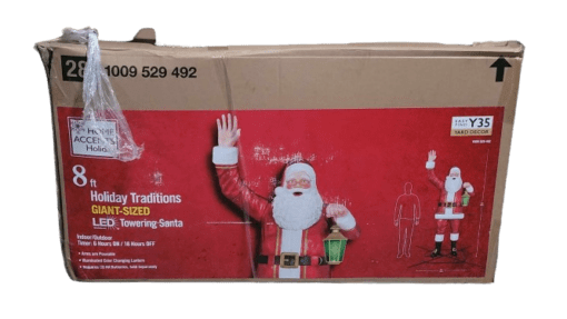 Home Accents 8 ft. Giant-Sized LED Towering Santa with Multi-Color ...
