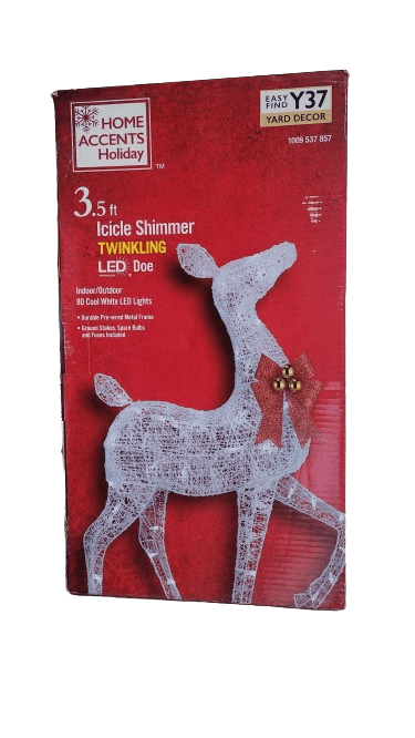Home Accents Holiday 3.5 ft. Twinkling LED Doe with Red Bow - Garland ...