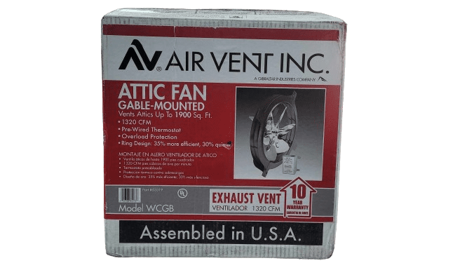 Air Vent 1320 CFM Black Electric Powered Gable Mount Electric Attic Fan ...