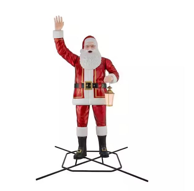 Home Accents 8 ft. Giant-Sized LED Towering Santa with Multi-Color ...