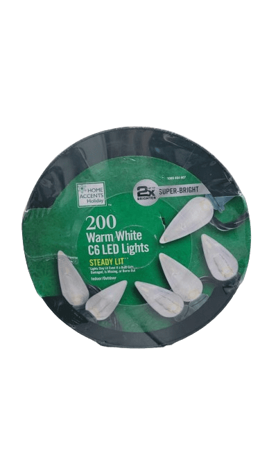 Home Accents 200 Ct Warm White Super Bright Smooth C6 Steady Lit LED ...
