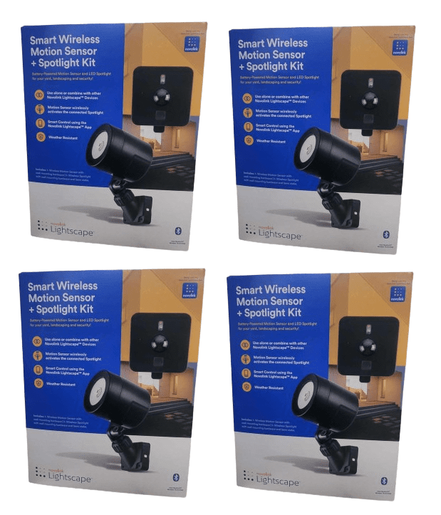 4-PACK Novolink Wireless Battery Operated Black LED Spotlight w/ Motion ...