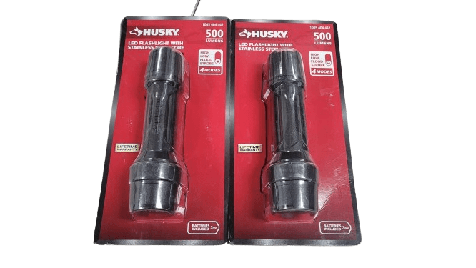 2-PACK Husky 500 Lumens Tough Stainless Steel ED Flashlight in Black ...