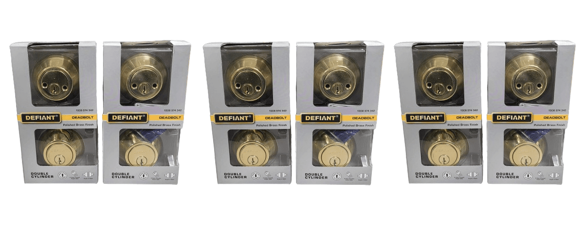 6-PACK Defiant Polished Brass Double Cylinder Deadbolt – Garland Home ...