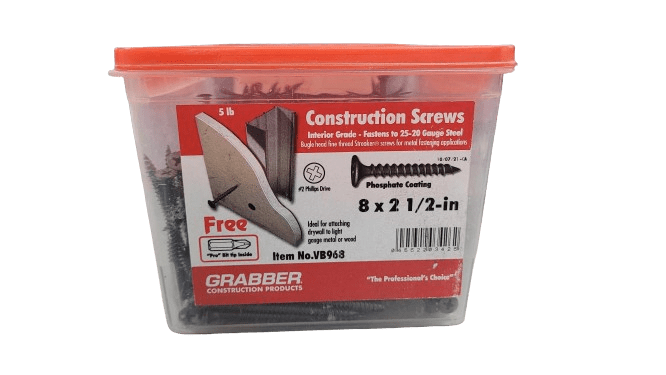 Grabber Screws #8 2-1/2″ Phillips Bugle-Head Drywall Screws (5 lb.-Pack ...