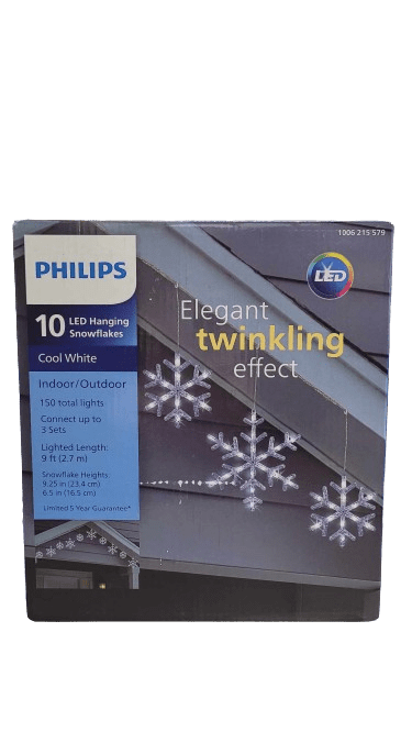 Philips 10 Count Cool White Hanging Snowflakes - Garland Home Center