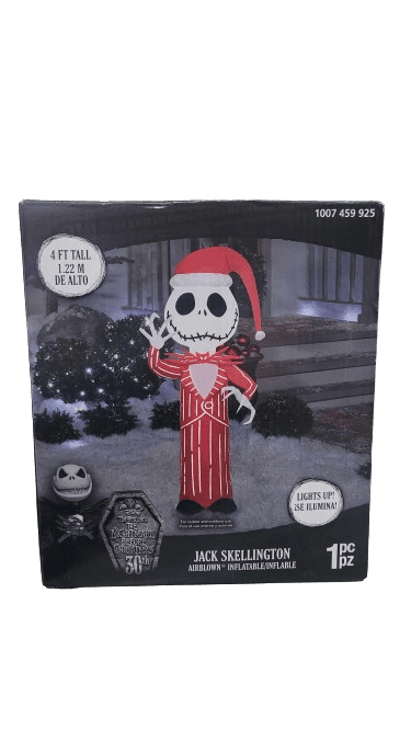 Disney 4 ft. Jack Skellington Red-White Suit Holiday Inflatable ...