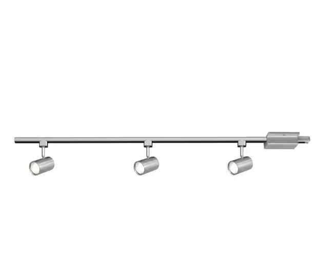 Hampton Bay 4-ft. 3-Light Integrated LED Track Lighting Kit in Brushed ...