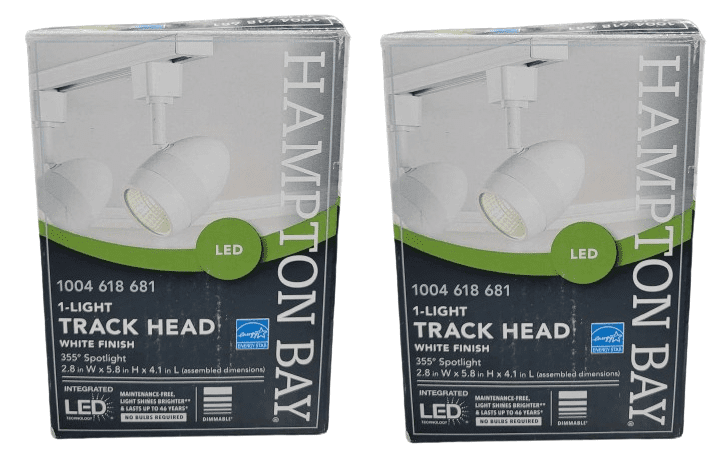 2-PACK Hampton Bay 1-Light White LED Linear Round Back Track Lighting ...
