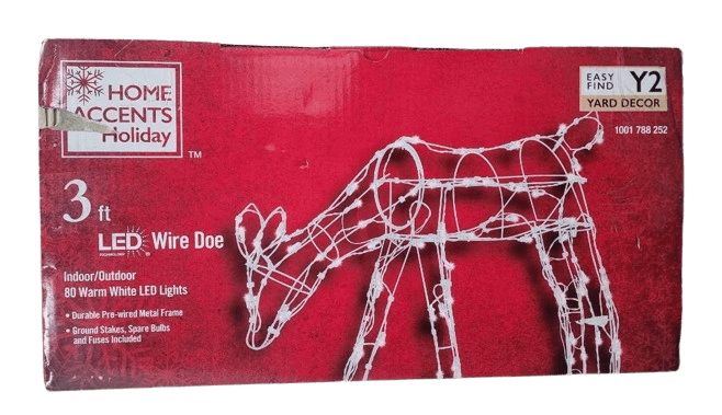 Home Accents Holiday 30 in. White Wire Warm White LED Doe - Garland ...