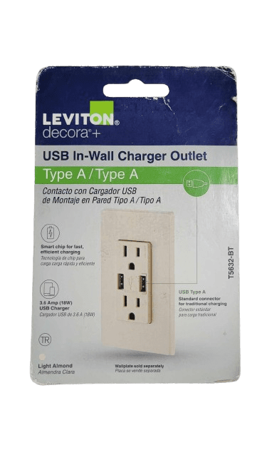 Leviton 3.6A Dual Type-A USB Charger w/ 15-Amp Outlet